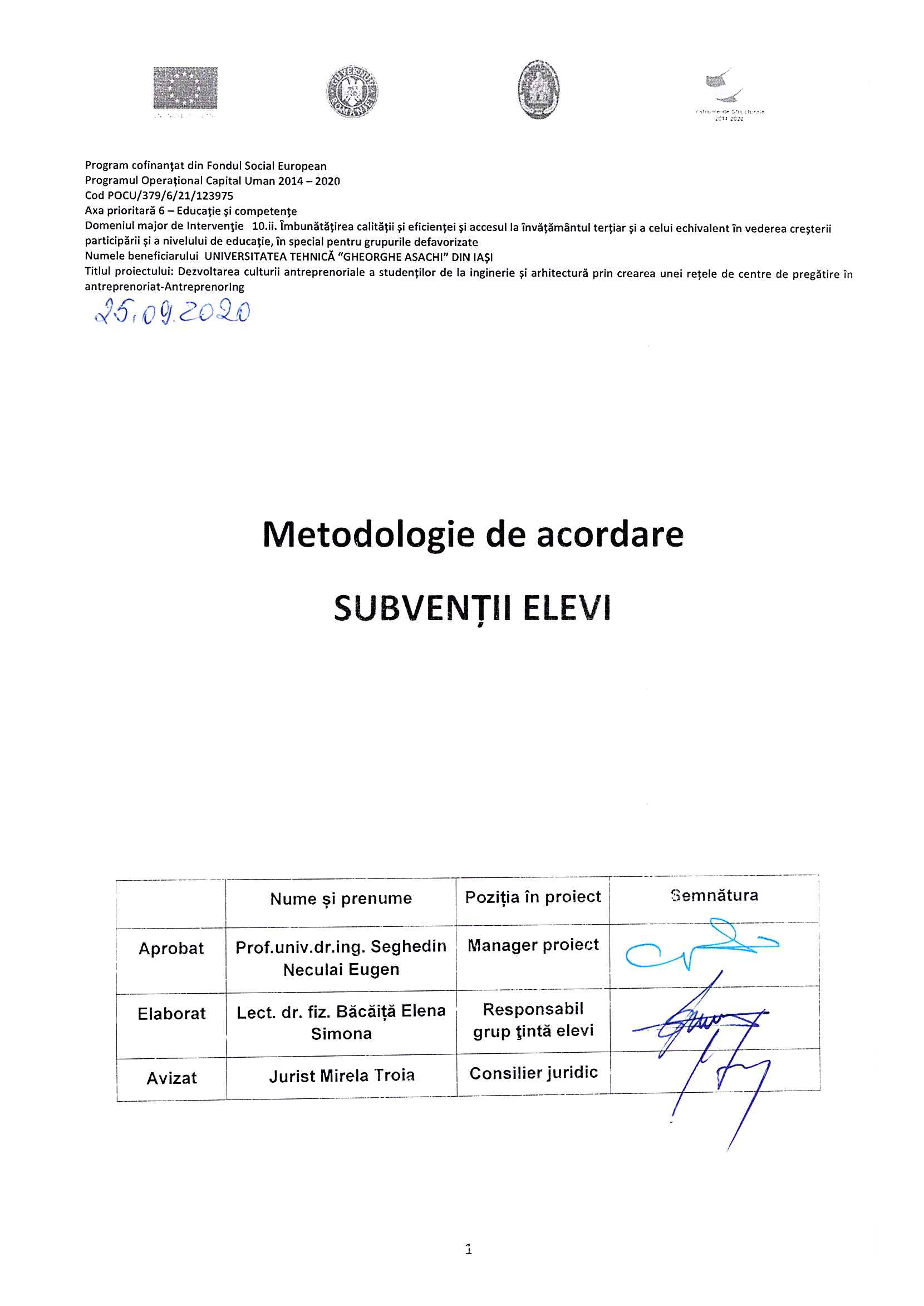 Metodologie de acordare subventii elevi – AntreprenorING