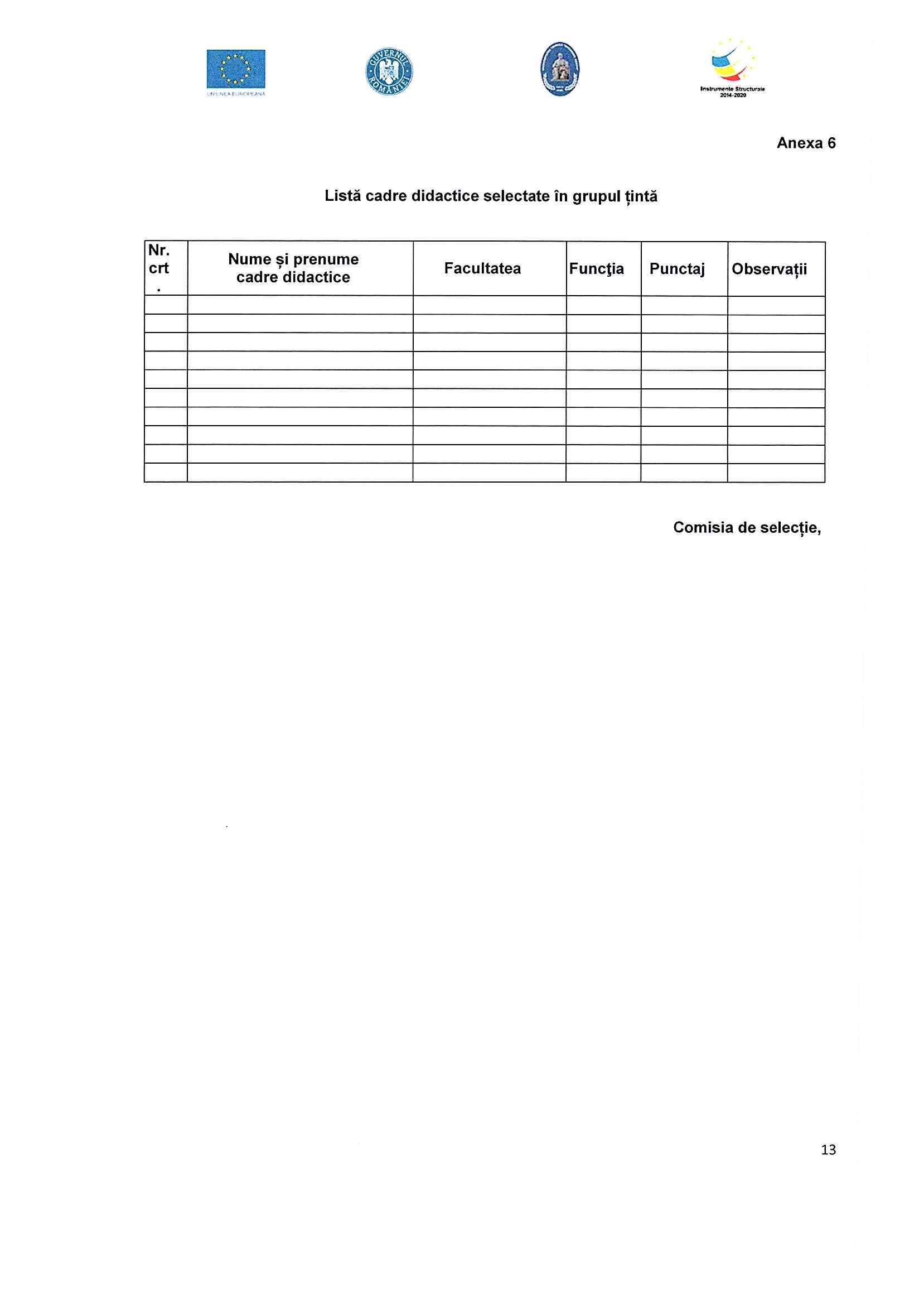 Metodologie privind selectia si recrutarea grupului tinta cadre ...